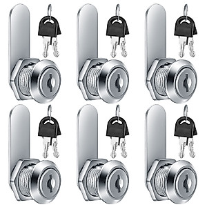 6 pieces cam lock(Each Cam Lock Comes with 2 Same Keys) File Cabinet Cylinder Cam Lock, 5/8 Inch Keyed Cam Lock, for Security File Drawer Mailbox RV Camper Door Storage Toolbox Replacement Lock