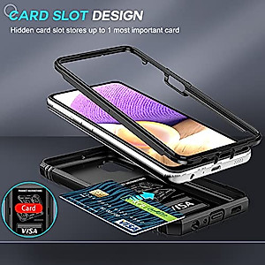 LeYi for Samsung Galaxy A32 5G Case: A32 5G Case with Slide Camera Cover + [2 Packs] Tempered Glass Screen Protector, 360 Full Body Military-Grade Case with Kickstand for A32 5G[Not Fit 4G], Black