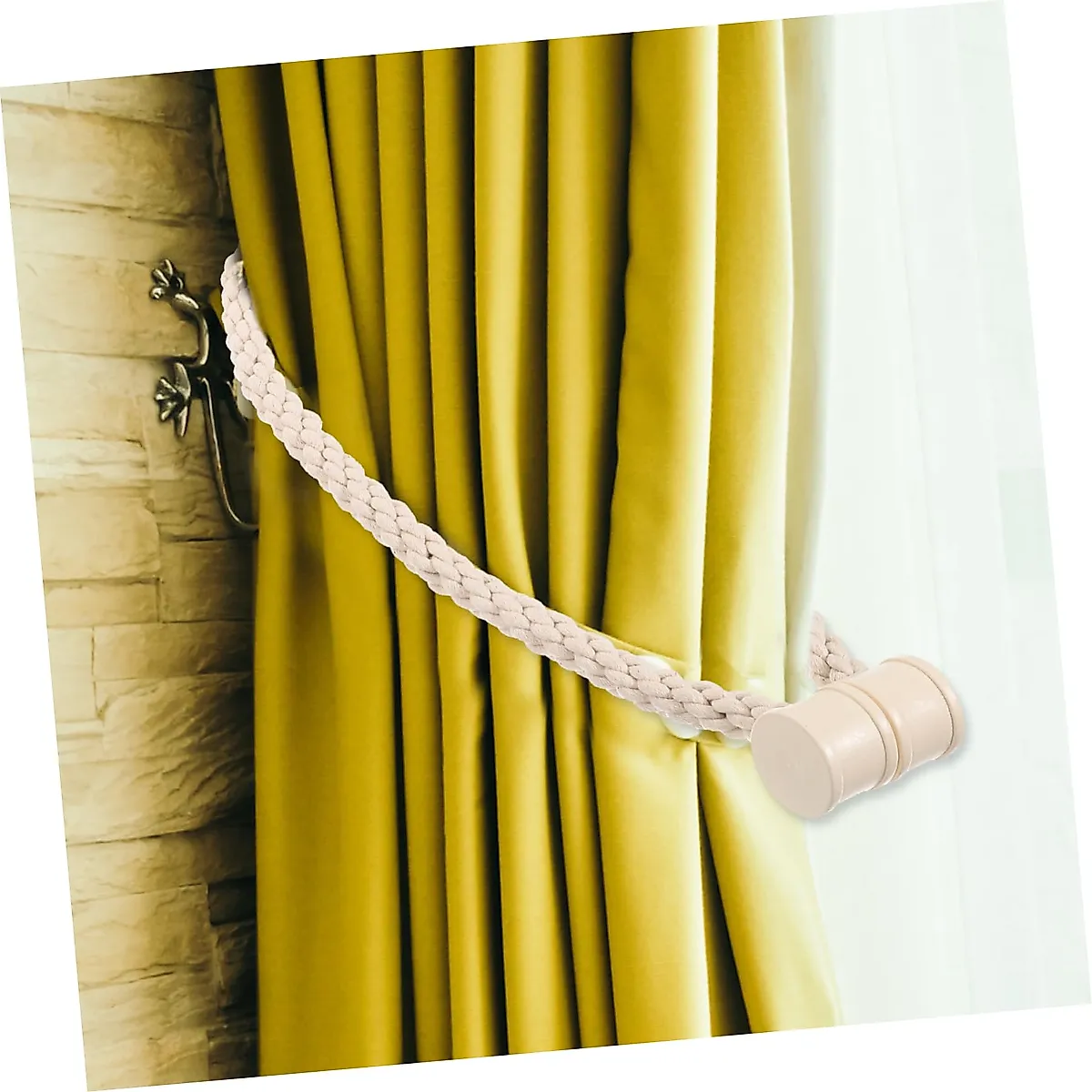 ULTECHNOVO 2 Pcs Curtain Magnetic Button Hebillas Magneticas para Cortinas Hebillas Magnéticas para Cortinas Decorative Curtain Tiebacks Weave Rope Curtain Tiebacks Curtain Tiebacks for Home