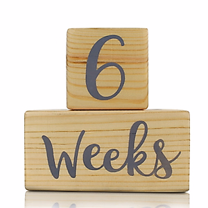 Handmade Wooden Baby Milestone Blocks | Engraved Monthly Age Markers | Photos and Nursery Decor | Weeks Months Years Grade | Newborn Photo Props | Perfect Pregnancy Gift and Keepsake | Month Photos