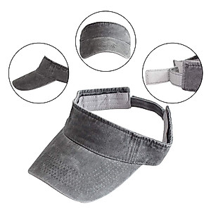 HH HOFNEN Sports Sun Visor Hats Twill Cotton Ball Caps for Men Women Adults Kids (#1 Gray N)