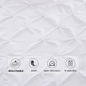 California Bedding Decorative Pinch Plated Pintuck Duvet Cover 800 TC Egyptian Cotton King/Cal-King 104x94 Size 1-PCs Duvet Cover Zipper & Corner Ties Breathable & Soft, White