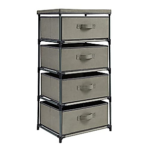 4-Tier Drawer Dresser for Bedroom, Clothes Organizer, Fabric Storage Tower for Clothing, Linens, Closet, Easy Assembly, Durable Materials (Light Gray, Tall, 16.5x13.2x33.4 in)
