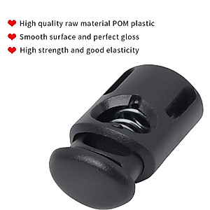 DYZD Plastic Cord Locks End Spring Stop Toggle Stoppers Multi-Colour (10PCS, Black)