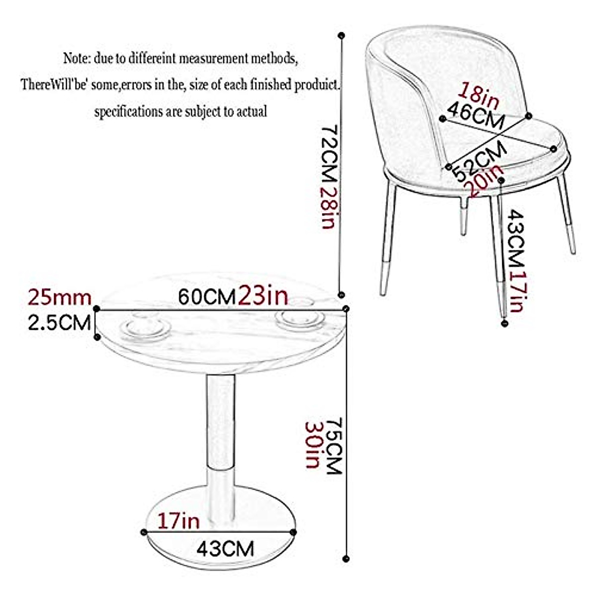 Conference Reception Room Coffee Table with Chair, Modern Table and Chair Combination Office Reception Round Table Coffee Shop Dessert Shop 60cm Leisure Table Hotel Meeting Room ( Color : 2 Chairs Ora