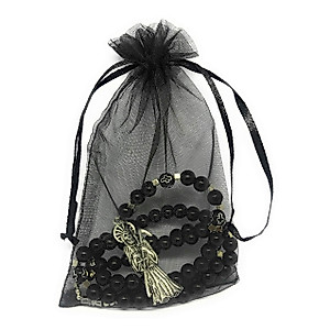 Acrylic Holy death's necklace, rosary style. Collar de la Santa Muerte de acrilico estilo rosario. Grim reaper Y style necklace.