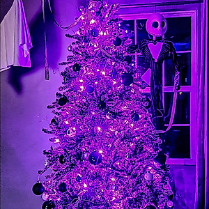 FUNPENY Halloween Clear Mini String Lights, Total 32FT 100LED Battery Operated Waterproof Fairy Lights with 8 Lighting Modes, Halloween Decorations for Indoor Outdoor Garden Party(Purple,2 Pack)