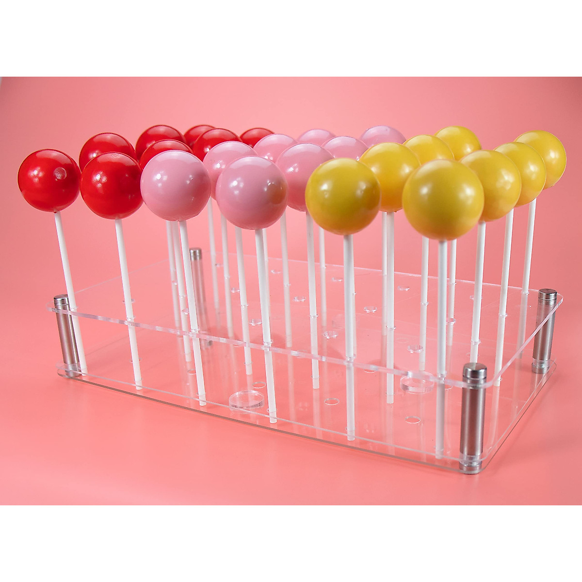Ackers BORO3.3 Cake Pop Display Stand, 24 Hole Clear Acrylic Lollipop Holder Weddings Baby Showers Birthday Parties Anniversaries Halloween Candy Decorative (24 Hole)