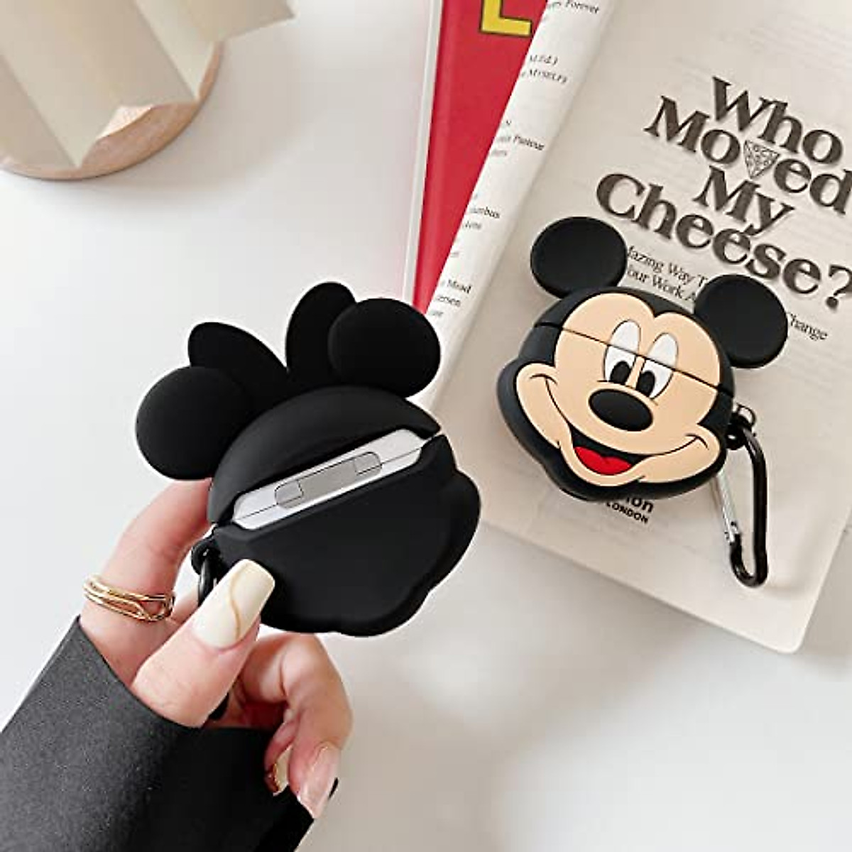 COCOMII Cartoon Case Compatible with AirPods 3 - Silicone, Slim, Matte, Cute Funny Animated, Anxiety & Stress Relief, Keychain Ring, Fingerprint Resistant, Anti-Scratch, Shockproof (Minnie Face)