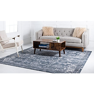 Unique Loom Portland Collection Area Rug - Albany (7' 10" Square, Blue/ Gray)