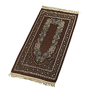 Muslim Prayer Rug Islamic Prayer Mat Traditional Chenille Area Rug Thin Large Turkish Prayer Mat for Eid Travel Ramadan Sajadah Soft Luxury Praying Mat for Men Women Janamaz Ramadan (Dark Brown)