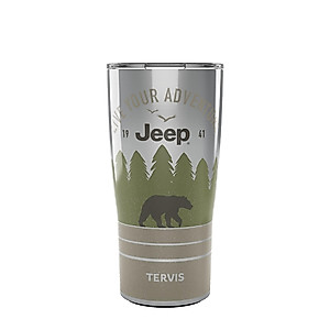 Tervis Traveler Jeep Live Your Adventure Triple Walled Insulated Tumbler Travel Cup Keeps Drinks Cold & Hot, 20oz, Stainless Steel