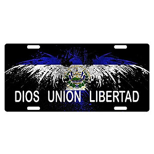 Fast Service Designs El Salvador DIOS Union Libertad Flag License Plate Eagle Version