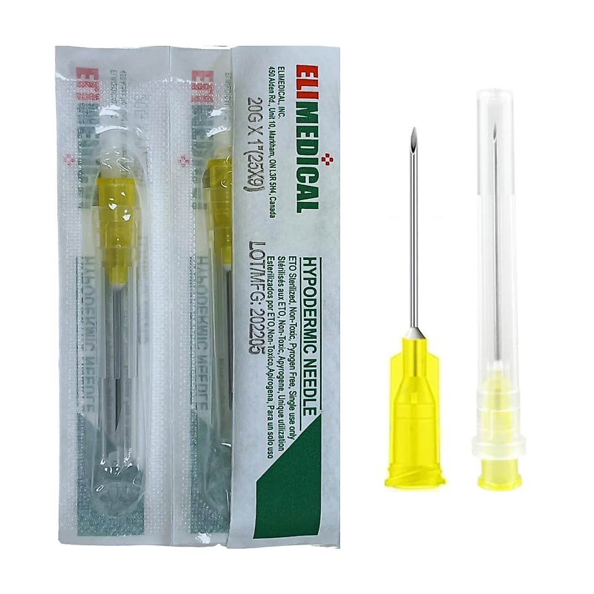 Elimedical Veterinary Hypodermic Needle, Poly Hub 20G x 1 inch, 100 per box, Individually Packed, NDL2025