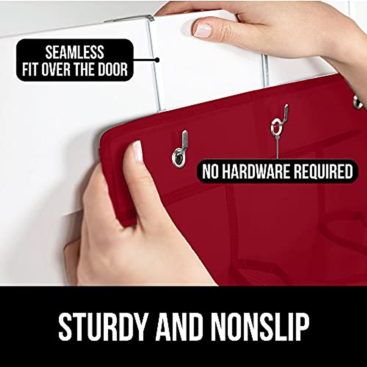 Gorilla Grip Crystal Clear Large 24 Pocket Shoe Organizer, Holds Up to 40 Pounds, Sturdy Hooks, Space Saving, Over Door, Storage Rack Hangs on Closets for Shoes, Sneakers or Accessories, Red