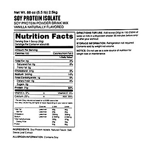 Myprotein® MYVEGAN Soy Protein Isolate Powder, Vanilla Stevia, 5.5 Lb (83 Servings)