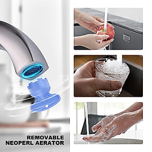 WOWOW Single Handle Bathroom Faucet, 1 Hole, High Arc, Brushed Nickel, Pop-up Drain, Solid Brass, Commercial Bathroom Sink Faucet, Basin Vanity Bar Faucet