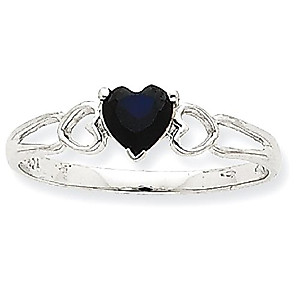 IceCarats 10K White Gold Blue Sapphire Heart Love Ring Gemstone Band September Birthstone Jewelry Size 6