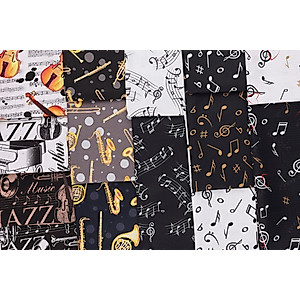 Mook Fabrics Cotton Music in The Air Equipment, White Cut by The yard