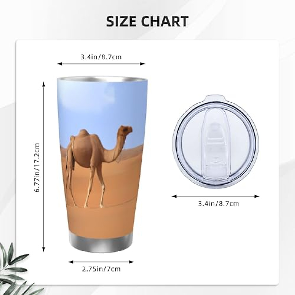 NHJKLWQSZ Desert Sand Camel 20oz Stainless Steel Tumbler With Lid And Straw, Double Wall Vacuum Insulated Coffee Mug Travel Cups Leak-Proof Lid For Hot And Cold Drinks, Metal Straws And Brush