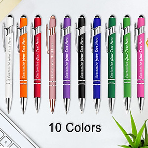 Max 500 Personalized Pens in Bulk Custom Pens with Stylus Tips Engraved Name Customized Ballpoint Pen Gift for Men Women Adults Business Teacher Nurses Wedding-300Pack