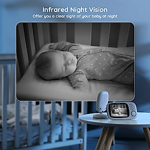 Baby Monitor, Wireless Video Baby Monitor with Camera, 3.2'' HD Screen, VOX Mode, Rechargeable Battery, Night Vision, Two-Way Talk, Feeding Reminder, Smart Temperature, 8 Lullabies, Baby/Elder/Pet