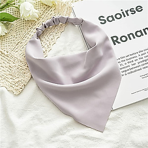 DINPREY Elastic Hair Scarf Headband for Women Bandana Headbands for Women Chiffon Head Kerchief Boho Scarf Bandanas with Hair (8 Colors Solid A)