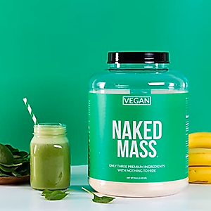 Naked Vegan Mass – Natural Vegan Weight Gainer Protein Powder – 8lb Bulk, GMO Free, Gluten Free, Soy Free & Dairy Free. No Artificial Ingredients – 1,230 Calories – 11 Servings