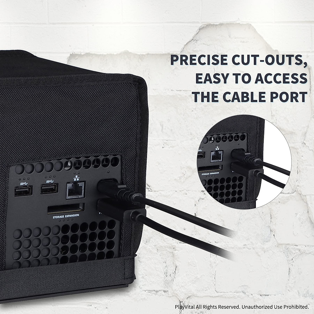 PlayVital Black Nylon Horizontal Dust Cover for Xbox Series X Console, Soft Neat Lining Dust Guard, Anti Scratch Waterproof Cover Sleeve for Xbox Series X Console