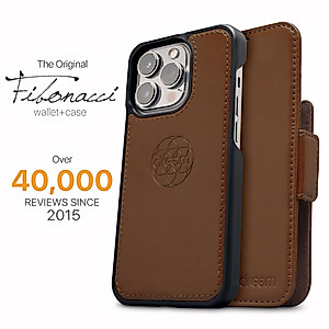 Dreem Fibonacci Wallet Case for iPhone 15 Pro Max | 2-in-1 Detachable Vegan Leather Cover with Built-in Kick-Stand, RFID Blocking Card Holder, MagSafe Compatible [Chocolate]