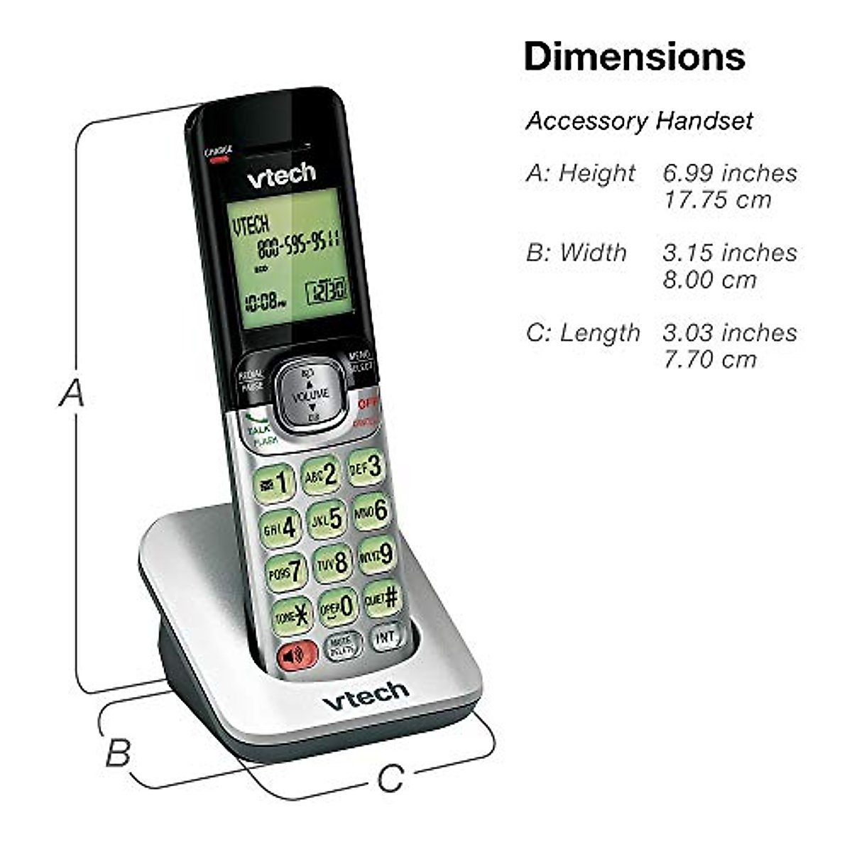 VTech CS6529-3 3-Handset Expandable Cordless Phone with Answering System-Caller ID/Call Waiting & Backlit Display/Keypad, Silver