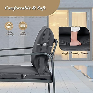 Athena Collection Patio Furniture Set 4 Pieces Outdoor Conversation Sets with Coffee Table & Cushions, All Weather Bistro Chairs Set for Balcony, Lawn, Garden, Poolside, Black