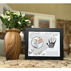 Baby Child Keepsake Handprint Frame for Grandpa with Poetry - Loving Gift for Grandfather for Christmas, Father's Day- Made in USA