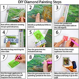 Diamond Painting Full Drill Round Rhinestone, Diamond Art for Adults and Kids Beginners, DIY 5D Diamond Painting Kits for Home Wall Decor (12X16 in)