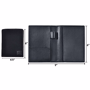 Field Notes / Moleskine Pocket Notebook Cover by Metier Life | Canvas with Vegan Leather | Fits Journals 3.5" X 5.5" | With Included Field Notes Notebook and Metier Pen - Stealth Black