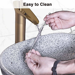 LIFEHIM Reusable Straws Glass Clear: 32 Pack Glass Straws Long Drinking Straws Bendy Wide Smoothie Straw Large Cocktail Straws for Drinks