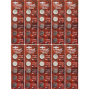 Loopacell CR2032 Lithium 3V 50 Batteries
