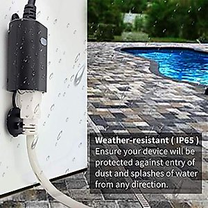 Minoston Z-Wave Plus Smart Plug, Outdoor On/Off Outlet Switch, ZWave Hub Required, Weather-Resistant, Built-in Repeater, Work with SmartThings, Wink, Alexa, Black(MP22Z)