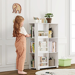 UTEX Kids Bookshelf, Wooden Kids Bookcase with 6 Cube Storage, Bookshelf Organizer for Kids, Display Stand Children Bookshelf for Nursery, Bedroom, Study Room