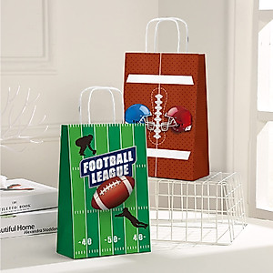 WEEPA Super Bowl 16 Pack Football Gift Bags Football Party Candy Favor Bags, with Handles Sport Party Gift Bags Great for Kids Football Themed Birthday Party, Super Bowl Party Supplies (Football)