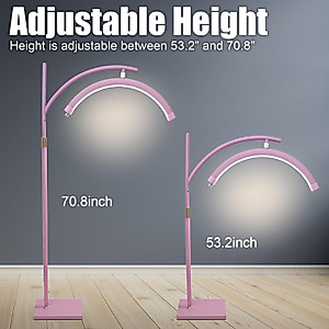 Heshenyqi Lash Light Esthetician Light for Eyelash Extensions, LED Floor Lash Lamp Light for Lash Extensions, Tattoo Light, Half Moon Ring Light Lamp for Tatto Artists, Nail Tech, Esthetician Pink