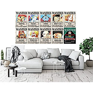 12pcs New Edition OP Pirates Wanted Posters, 16.6×11.7in Luffy 1.5 Billion, Straw Hat Pirates Crew with Pirate Flag Poster, Luffy Chopper Zoro Nami Usopp Sanji Jinbe Franky Brook Robin(High-End Version)