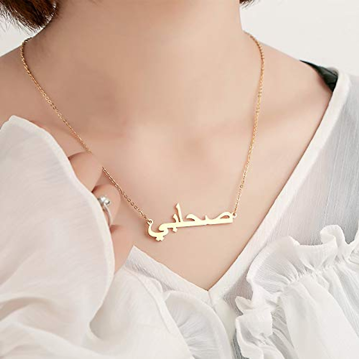 Dreamdecor Arabic Name Necklace Personalized, Sterling Silver Custom Name Necklace for Christmas