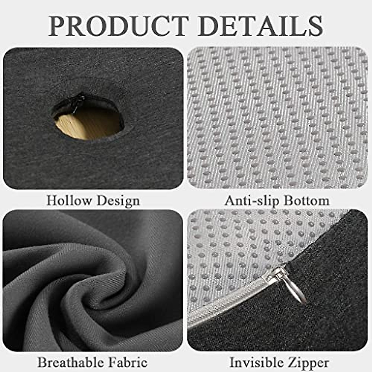 WAASHOP Heightening Seat Cushion for Short People, Breathable Memory Foam Car Seat Cushion with Zipper Comfortable Ergonomic Cushion for Office Chair Wheelchair Anti-Slip Car Seat Cover