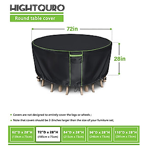Round Patio Furniture Covers, 100% Waterproof Outdoor Table Chair Set Covers, 600D Heavy Duty Patio Furniture Covers, Anti-Fading, UV Resistant, 72" Dia x 28" H, Black