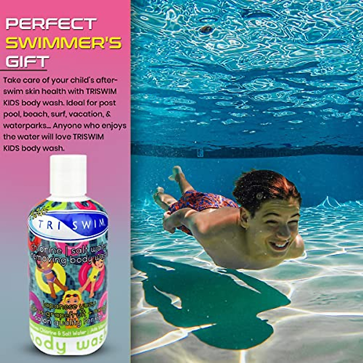 TRISWIM KIDS Scented Body Wash After-Swimmer Skincare, Chlorine Removal, Soothes and Moisturizes Skin, Relieves Symptoms Eczema & Dry Skin
