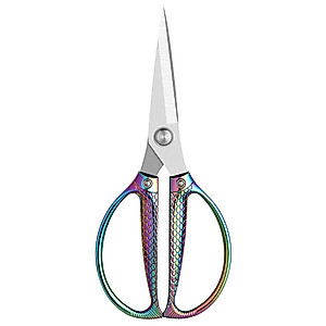 Jasni Fish pattern Powerful kitchen scissors professional Heavy Duty Multi-Purpose pretty Color rainbow Titanium Coating Forged Stainless Steel fish bones Shears Office Home scissors