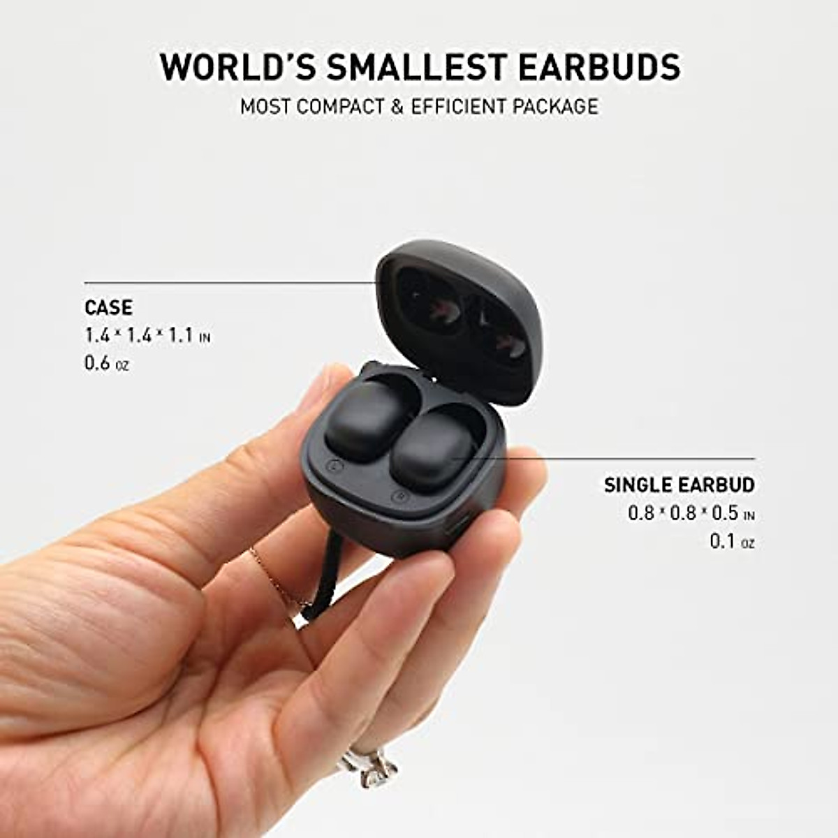 ADV. 500 True Wireless Earbuds, World's Smallest Wireless BT 5.2 Earphones Wide-Range Connection, Touch Control, Built-in Mic, Powerful Sound with Deep Bass [Black]