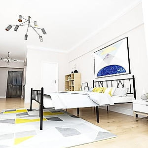 Mavesmog Twin Bed Frames 14 inch Metal Platform Mattress Foundation Twin Size Bed Frame with Headboard Footboard for Kids, No Box Spring Needed, Under Bed Storage, Easy Assembly Black