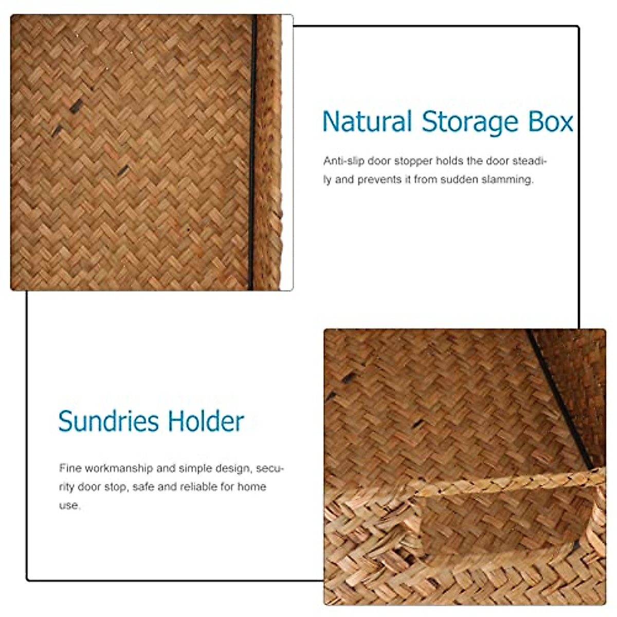 Housoutil 1pc Water Hyacinth Storage Baskets, Woven Basket with Carrying Handles, Decorative Rectangular Wicker Basket Storage Box for Nursery, Living Room, Bathroom 11.8x7.8x3.9in.